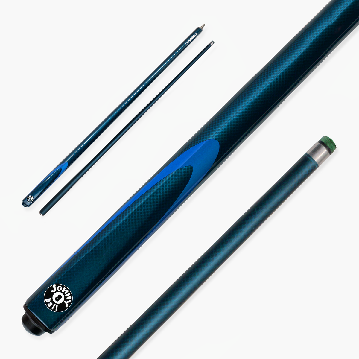 Jonny 8 Ball Inferno 2 Piece Graphite Fiberglass Snooker and Pool Cue ...