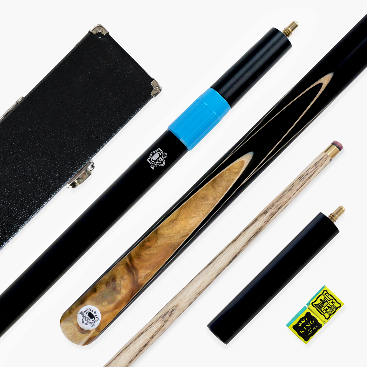 PRO147 Pearl Series White 57 Inch 3/4 Jointed Snooker Pool Cue and Cas ...