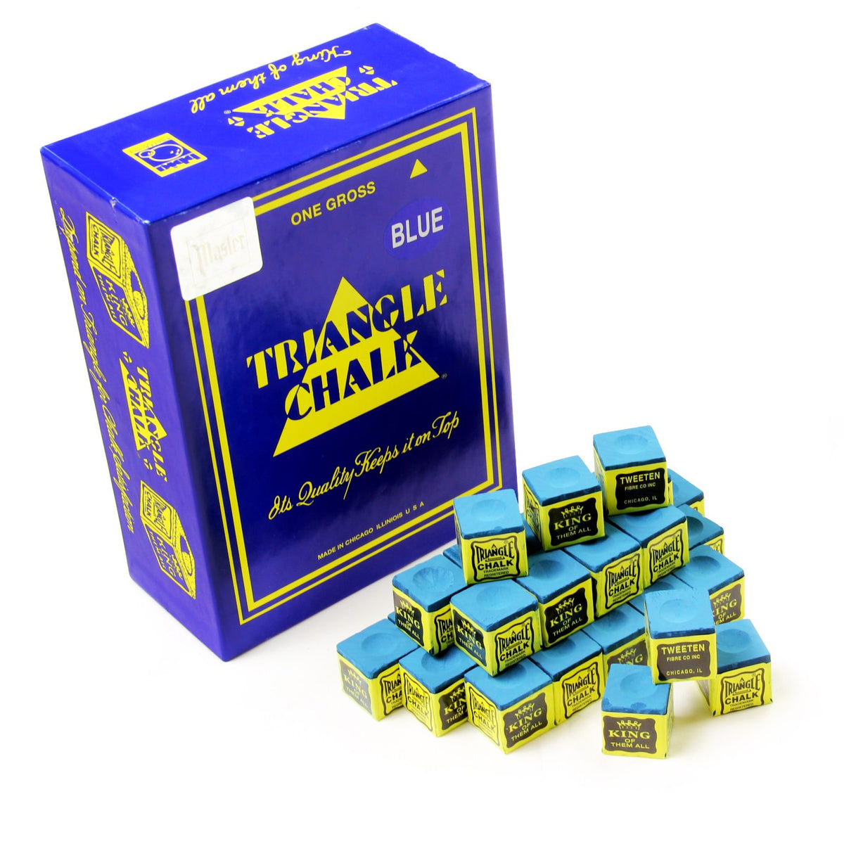 Bulk BLUE TRIANGLE Chalk - 144 pcs for Snooker & Pool – Cue + Case