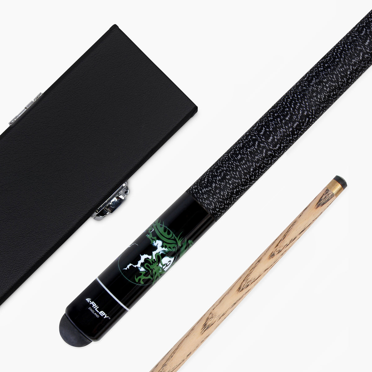 Riley Dragon 8 Ball 57 Inch 2 Piece Snooker Pool Cue and Case Set 9.5m ...